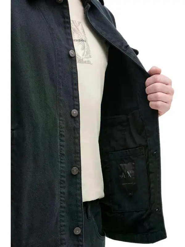 Armani Exchange Logo Embroidered Denim Jacket - Black