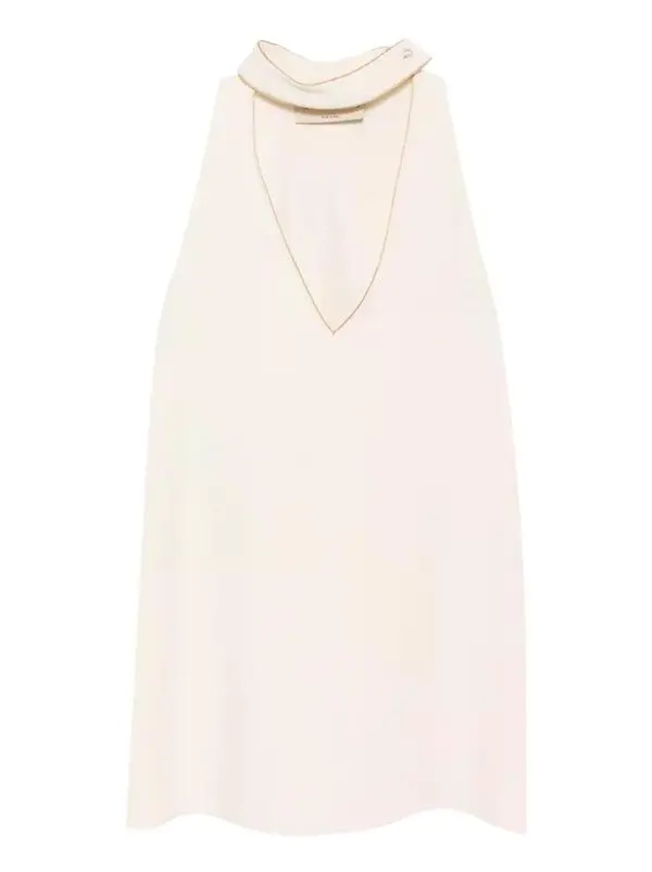 Valentino Garavani Sleeveless V-neck Top With Metallic Trim - Neutrals