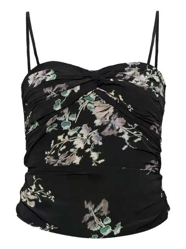 MARANT ETOILE Liese Ruched Floral Top - Black