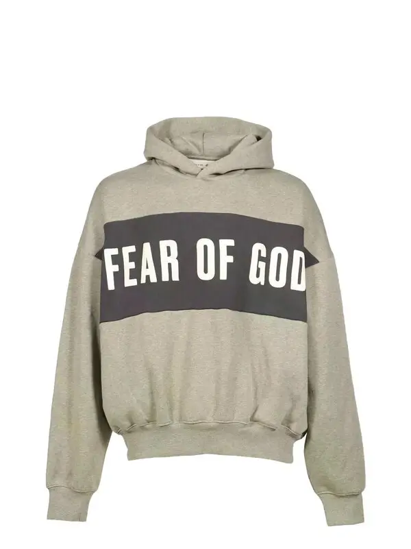 ESSENTIALS Logo-print Panelled Hoodie - Grey