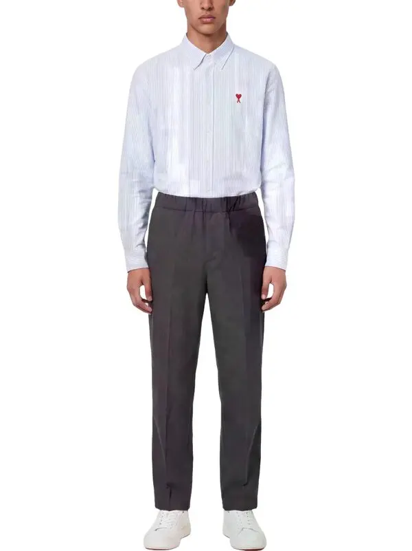 COSTUMEIN Dark Virgin Wool Pressed Crease Trousers - Grey