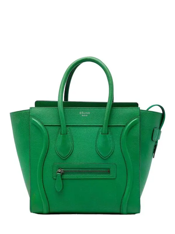 Celine Micro Drummed Calfskin Luggage Tote Bag - Green