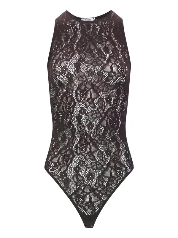Wolford Dark Floral Lace Bodysuit - Brown
