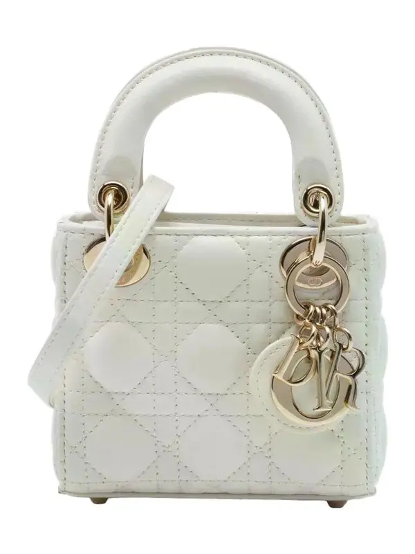 Dior Micro Lambskin Lady Satchel - White