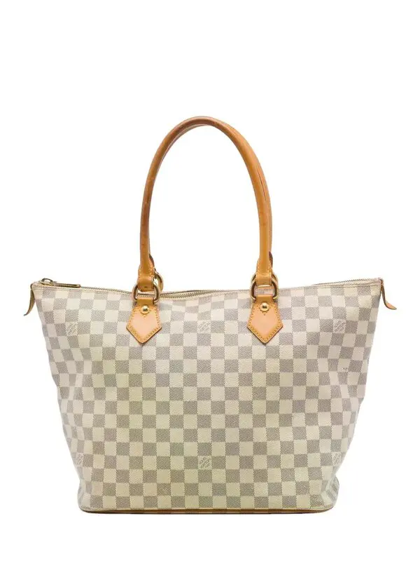 LOUIS VUITTON Damier Azur Saleya Mm Tote Bag - White