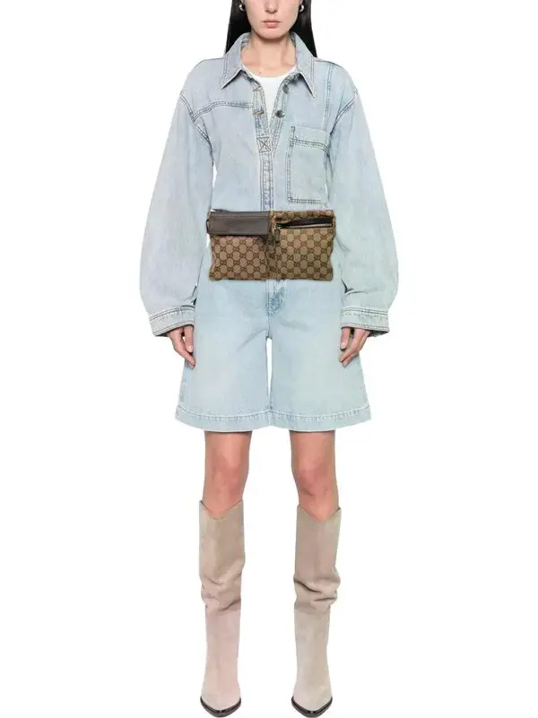 Gucci Gg Canvas Double Pocket Belt Bag - Neutrals