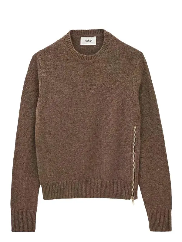 Ba&sh Zip-detail Ribbed-trim Sweater - Brown