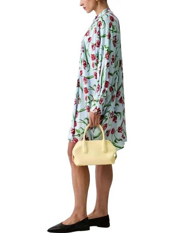 Kenzo Tulip Print Pintuck-pleat Mini Dress - Blue