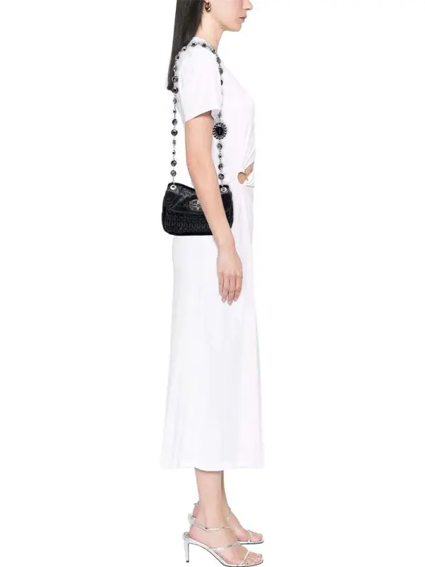Miu Miu Matelassé Nappa Crystal Chain Crossbody Bag - Black