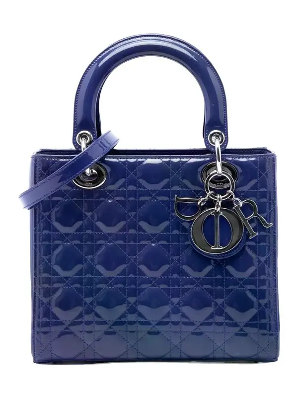 Dior Patent Cannage Lady Satchel - Blue
