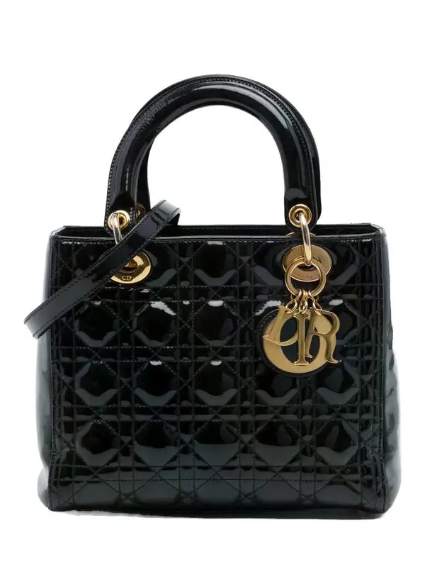 Dior Patent Cannage Lady Satchel - Black