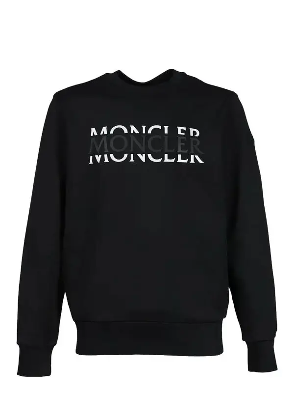 Moncler Logo Print Crew Neck Sweater - Black