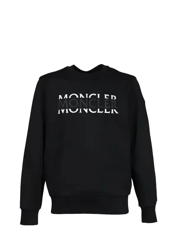 Moncler Logo Print Crew Neck Sweater - Black