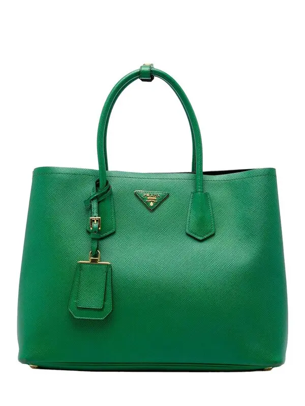 Prada Saffiano Cuir Double Satchel - Green