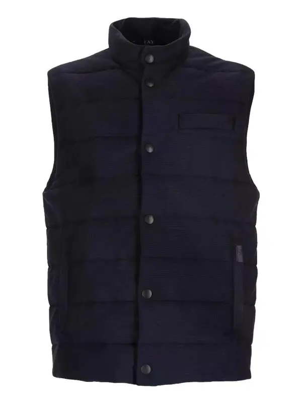 FAY Quilted High-neck Gilet - Blue
