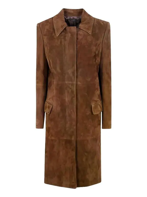 TOM FORD Single-breasted Leather Coat - Brown