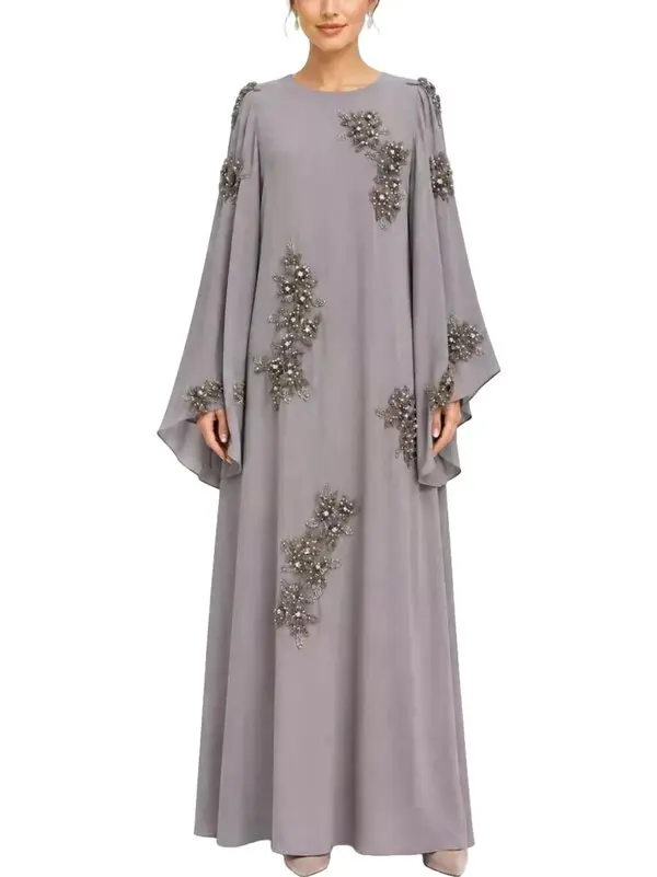 LOODYANA Embroidered Maxi Dress - Grey