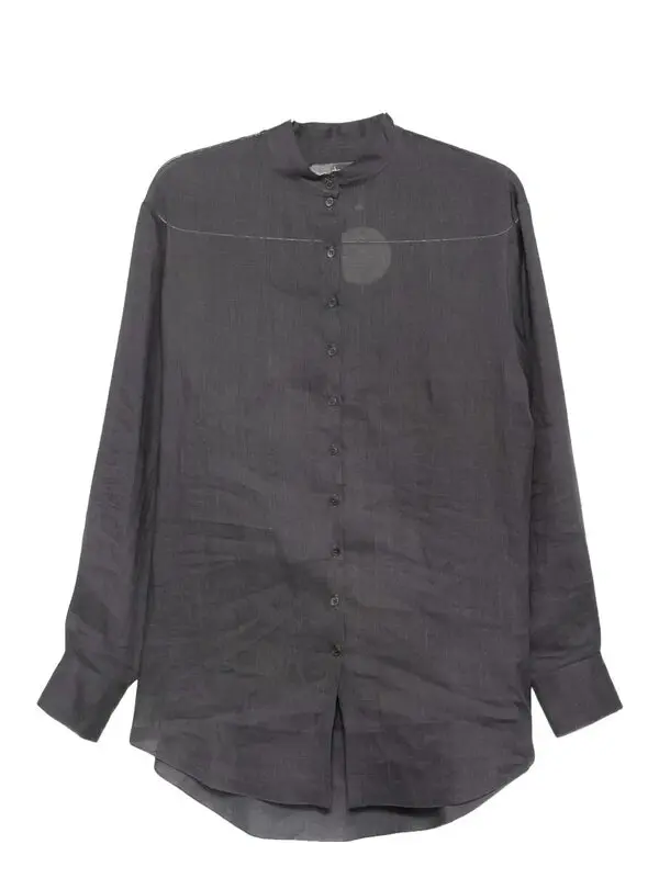 CORTANA Mandarin Collar Button-up Shirt - Grey