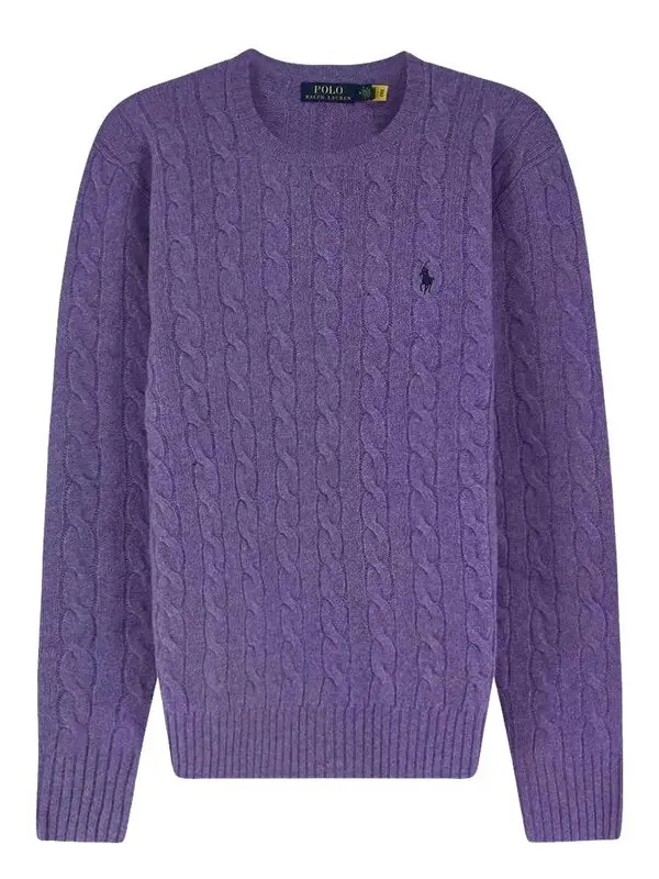 Polo Ralph Lauren Cable Knit Embroidered Logo Sweater - Purple