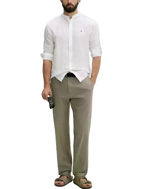 Armani Exchange Khaki Linen Trousers - Green