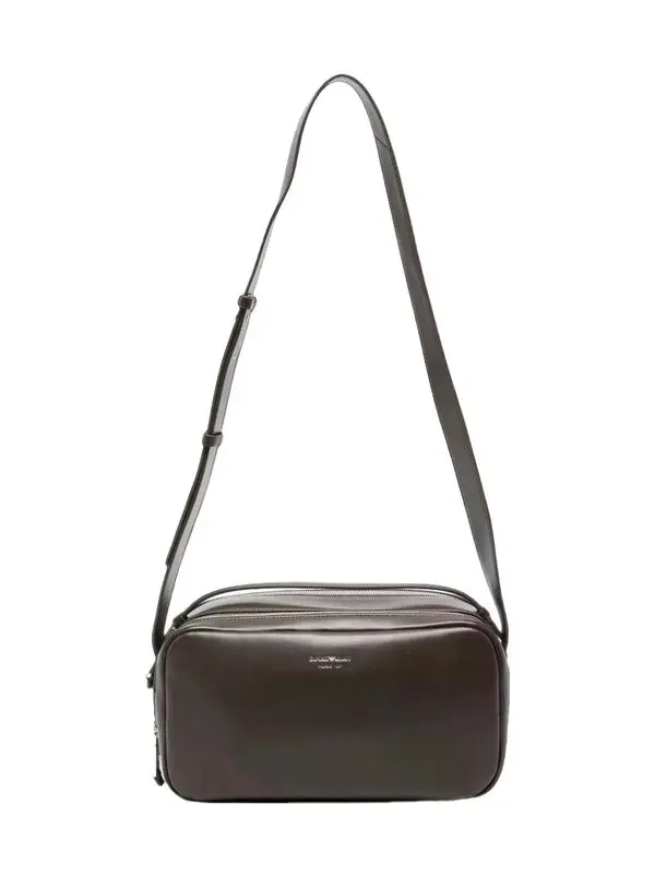 Emporio Armani Logo Print Leather Shoulder Bag - Brown