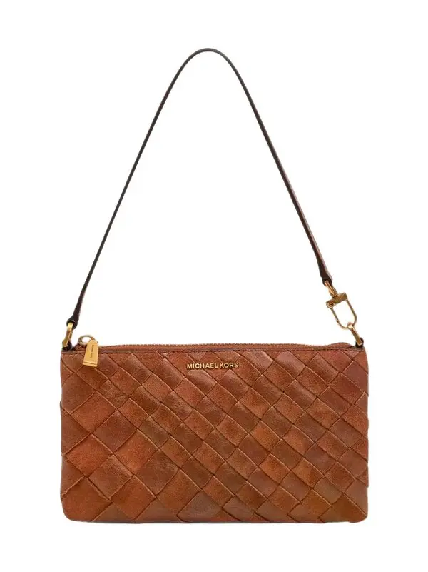 Michael Kors Jet Set Woven Leather Clutch Bag - Brown