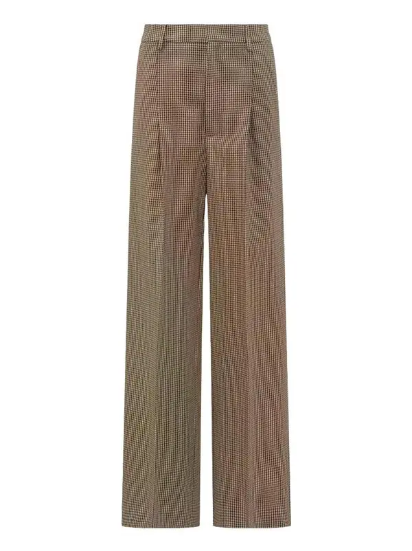 THE SEAFARER Sascia Houndstooth Pleated Trousers - Brown