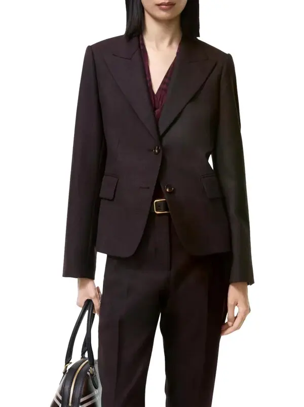 Burberry Checked Wool Tailored Jacket - Brown