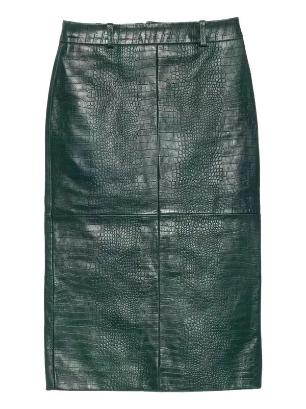 THE FRANKIE SHOP Bottle Croc-effect Pencil Skirt - Green