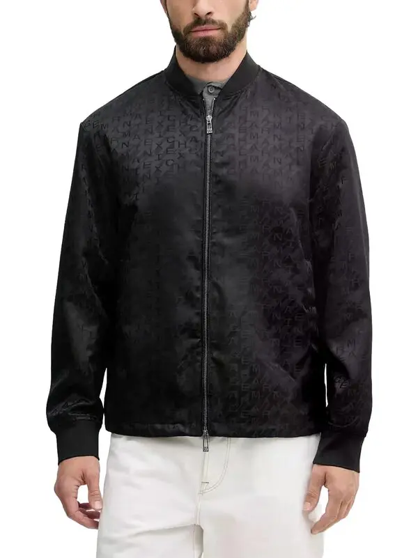 Armani Exchange Logo Jacquard Bomber Jacket - Black