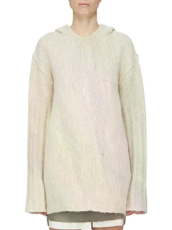 Rick Owens Oversized Chunky-knit Hooded Sweater - White