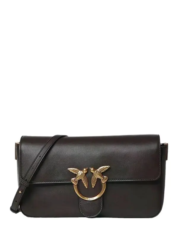 Pinko Love Birds Leather Shoulder Bag - Brown