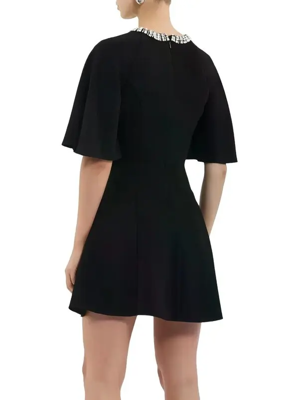 Rebecca Vallance Noemie Crystal-embellished Flutter-sleeve Mini Dress - Black