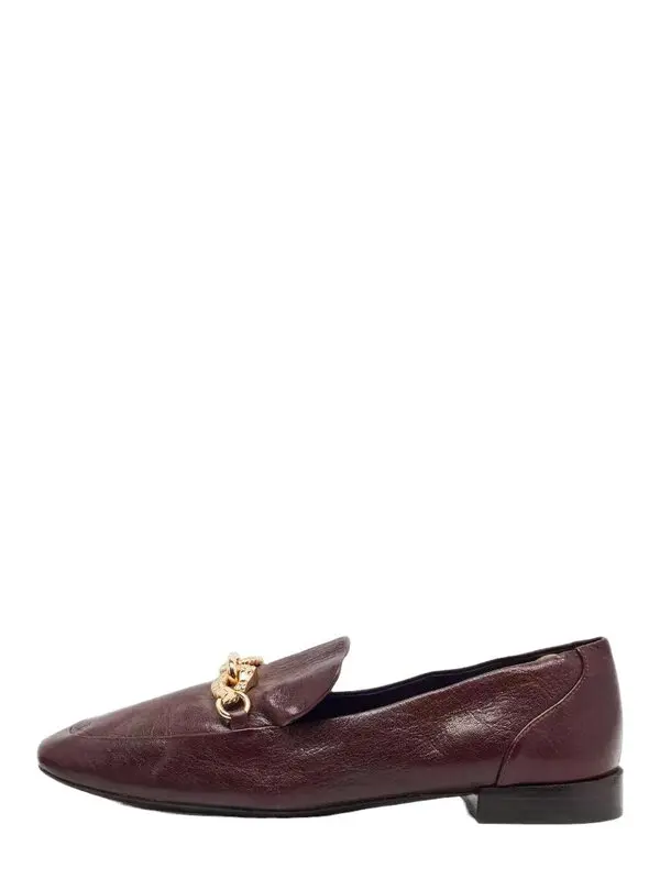 Tory Burch Burgundy Leather Horse-buckle Loafers - Red
