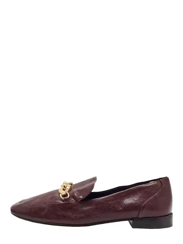 Tory Burch Burgundy Leather Horse-buckle Loafers - Red