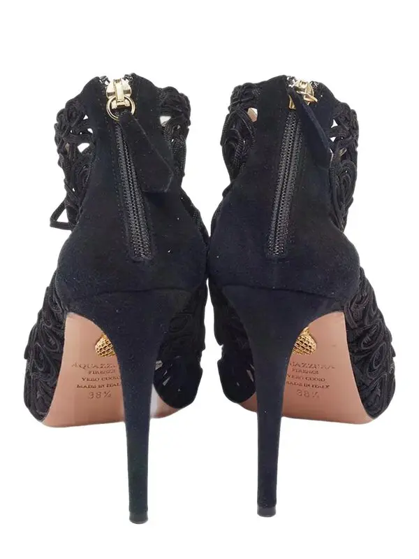 AQUAZZURA Lace Peep-toe Heeled Pumps - Black