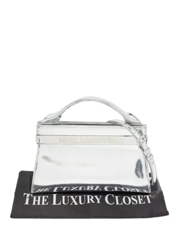 Karl Lagerfeld K/kross Patent Leather Top Tote Bag - Silver