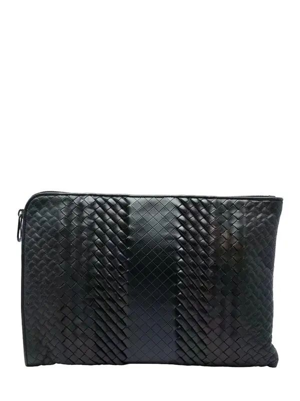 Bottega Veneta Nappa Intreccio Imperatore Zip Clutch Bag - Brown