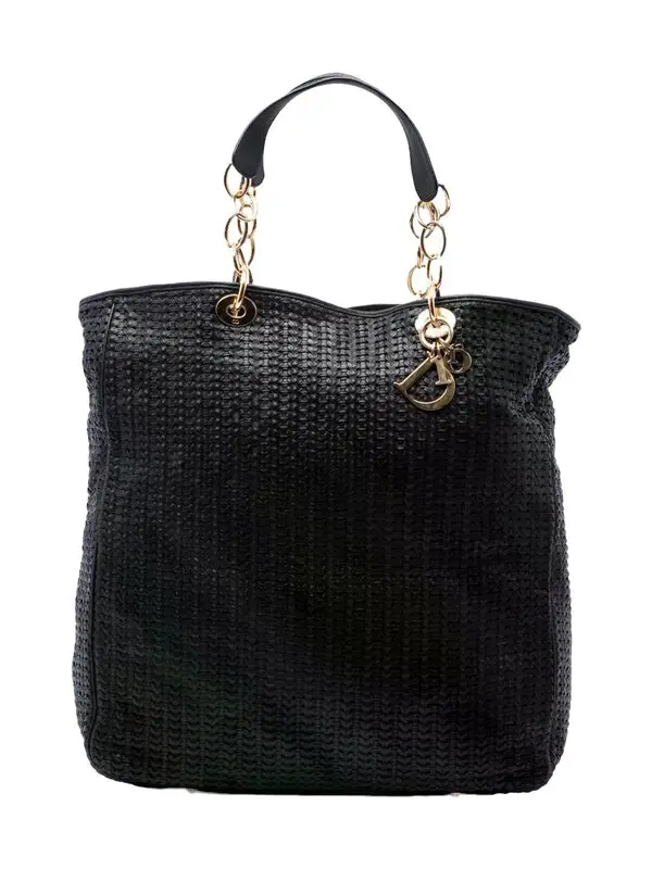 Dior Large Woven Lambskin Shopping Tote Bag - Black