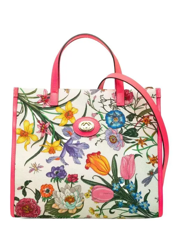 Gucci Flora Canvas Satchel - White