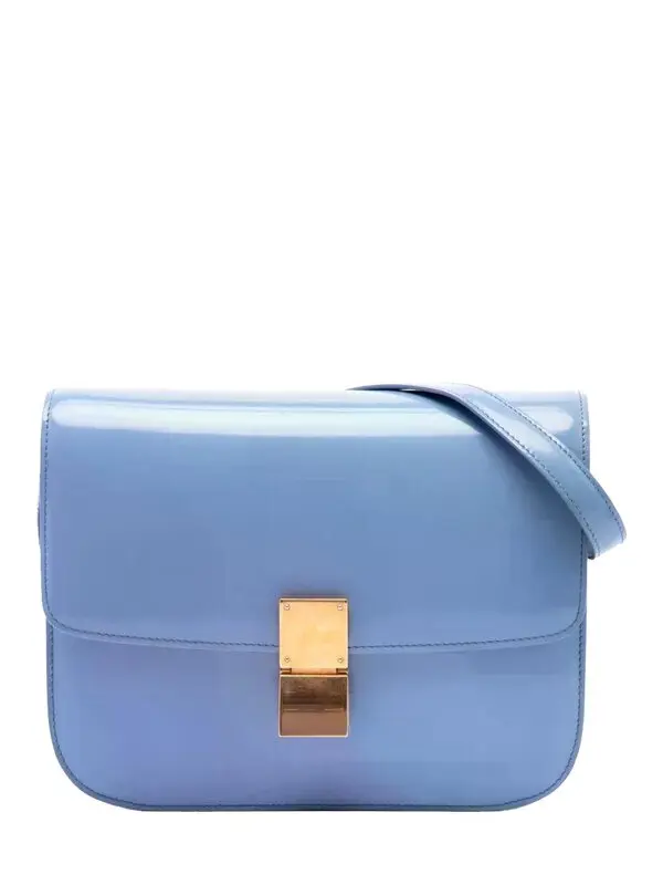 Celine 2016 Medium Shiny Calfskin Classic Box Crossbody Bag - Blue