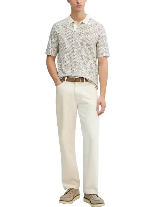 Armani Exchange Monogram-print Short-sleeve Polo Shirt - Neutrals