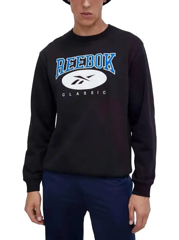 REEBOK Logo Print Crewneck Sweatshirt - Black