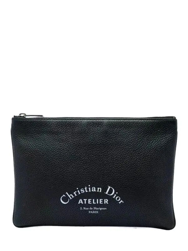 Dior Grained Calfskin Atelier Clutch Bag - Black