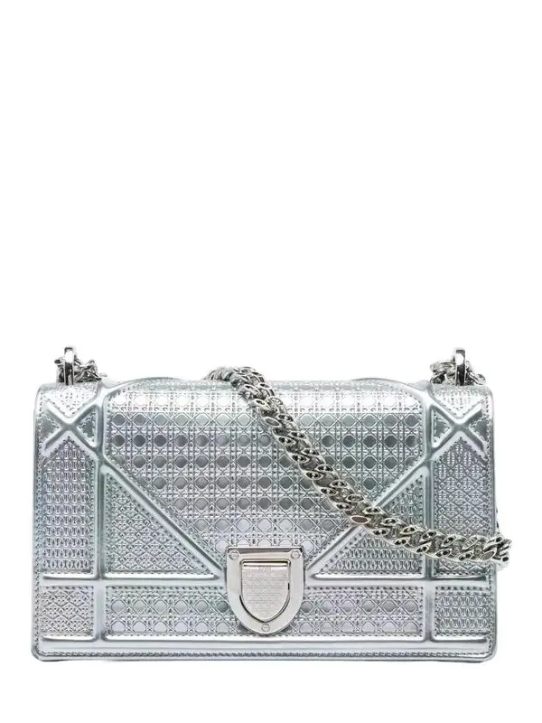 Dior 2015 Microcannage Diorama Flap Crossbody Bag - Silver