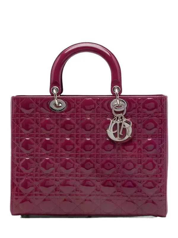Dior Large Patent Cannage Lady Satchel - Purple