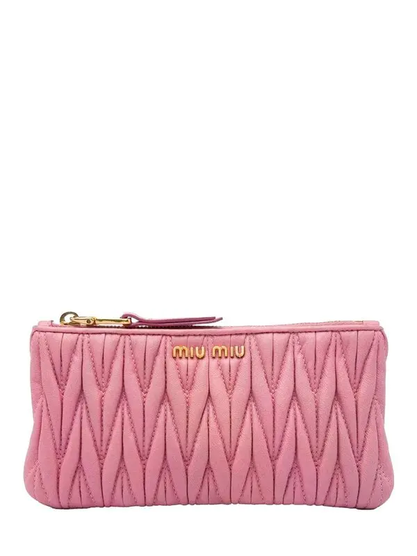 Miu Miu Matelasse Nappa Clutch Bag - Pink