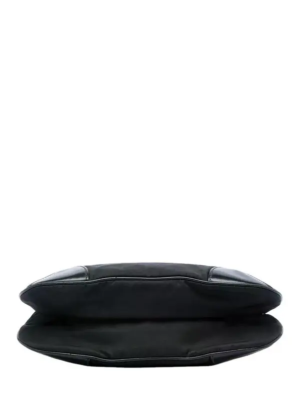 Prada Leather Trimmed Tessuto Crossbody Bag - Black