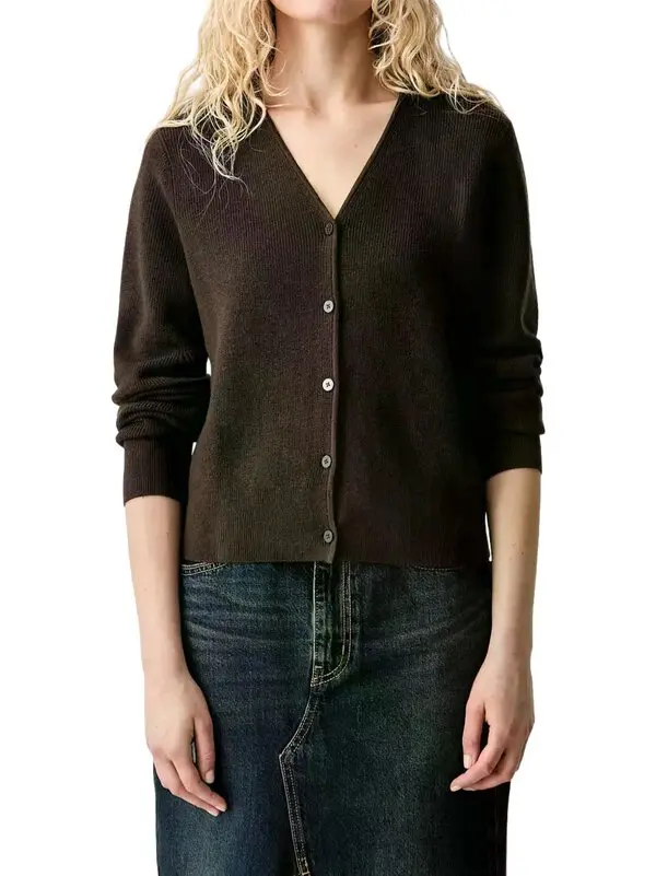 Marc O'polo V-neck Ribbed Cardigan - Brown