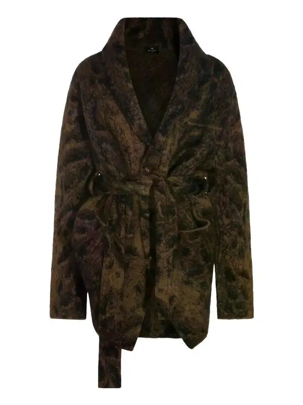 Etro Belted Leopard-print Cardigan - Brown